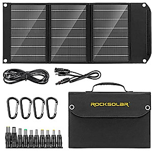 ROCKSOLAR 30 Watt Foldable Solar Panel Kit - Monocrystalline Cell Solar Battery Charger with Multiple 12V DC/USB/USB C PD Outlets - IPX4 Water Resistant Portable Starter Kit for Home, RV, Camping