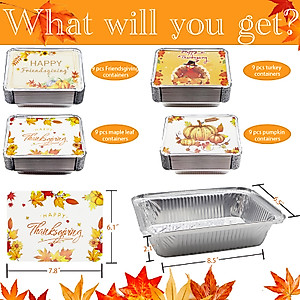 Decodinli 36 pcs Thanksgiving Leftover Containers with Lids, Thanksgiving Aluminum Food Containers, Fall themed Disposable Food Containers, Thanksgiving Tin Foil Containers for Leftovers, Treats