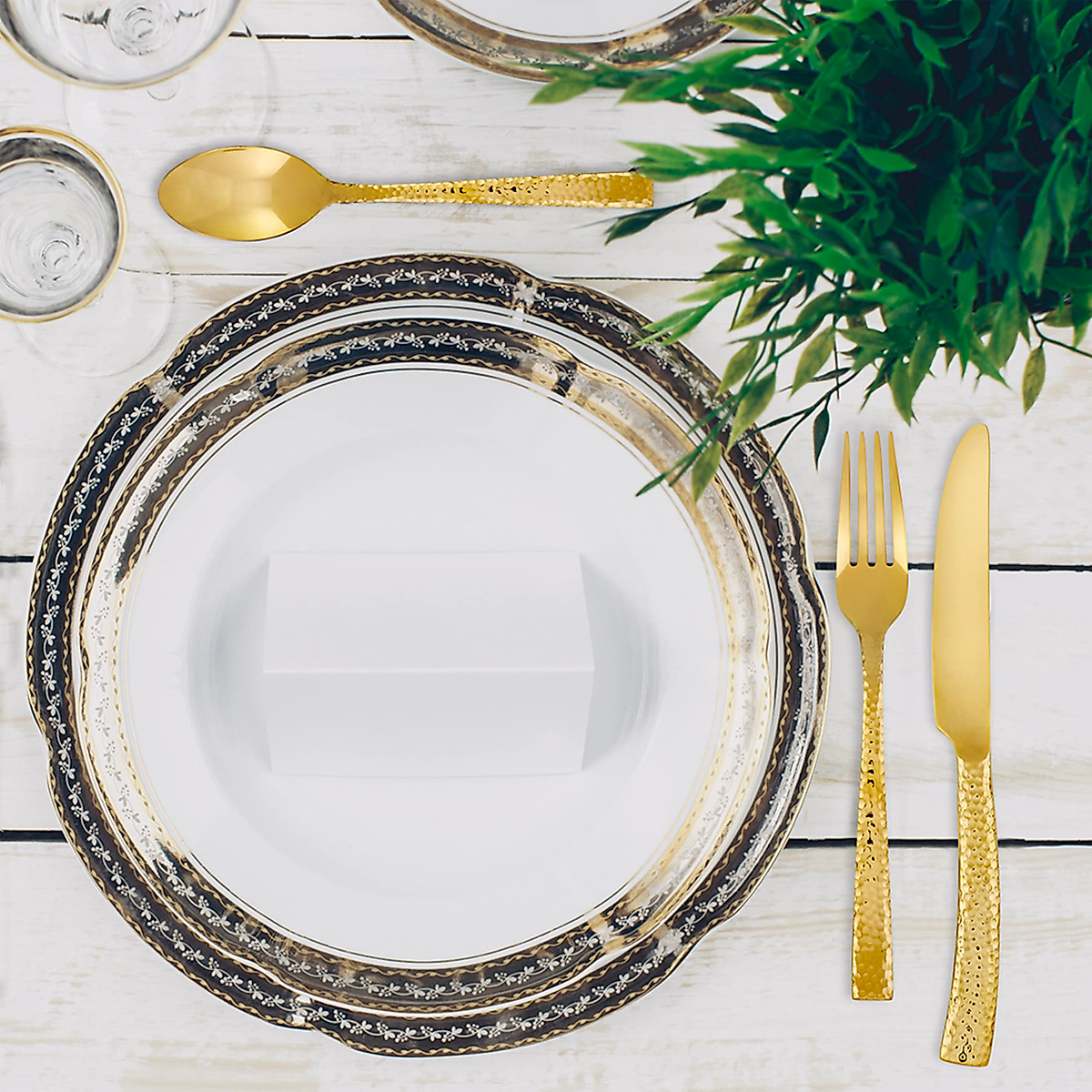 Hampton Forge Paris Hammered , Stainless Steel, 20-Piece Flatware Set, Gold