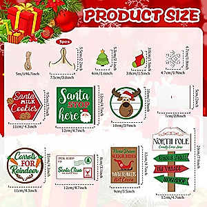 13 Pieces Winter Tiered Tray Decor Winter Table Farmhouse Centerpieces Decoration Elk Sled Tree Snowflake Wood Blocks Signs for Home Room Decor(Christmas Style)