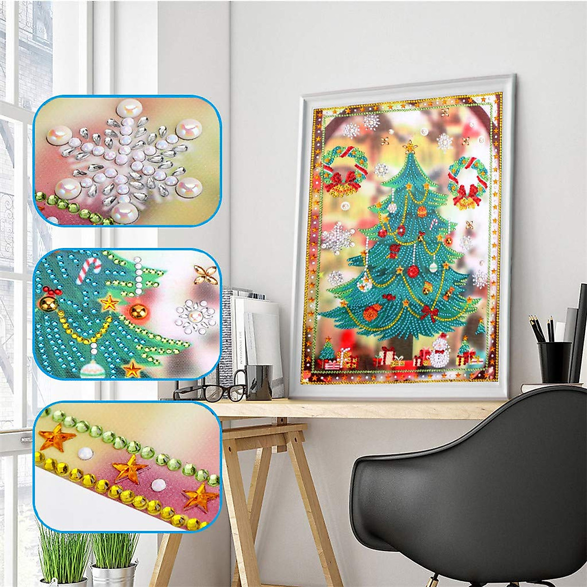 Dergo ☀ Special Shaped Diamonds Painting DIY 5D Partial Drill Cross Stitch Kits Crystal Rhinestone of Picture Serial Diamond Embroidery Arts Craft (C)