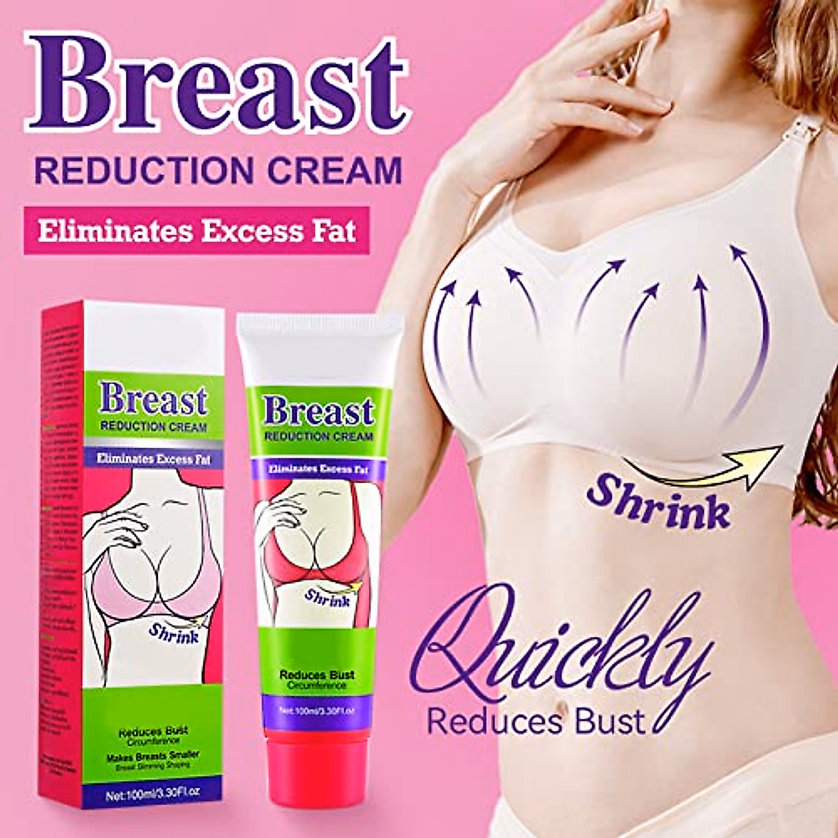 Breast Shrinking Cream Firming and Lifting Breast Cream Nourishing for Push Up Bust Reduction Lifting Fever Massage Cream with Perfect Body Curve for All Skin Types 100g