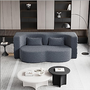 Tdewlye Folding Sofa Bed, Fold Out Futon Sofá Bed, Foldable Floor Couch Bed with Memory Foam, Convertible Full Sleeper Couch Bed, Stylish Lazy Sofa Bed for Living Room, Guest Room (Grey-k)