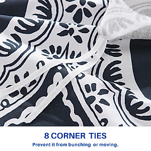 CozyQQ Cotton Duvet Cover King - 100% Cotton 400TC Winter Navy Blue Floral Damask Paisley King Duvet Cover Set, 3 PCS, 1 King Duvet Cover with Zipper & 2 Pillow Shams (104x90, No Comforter)