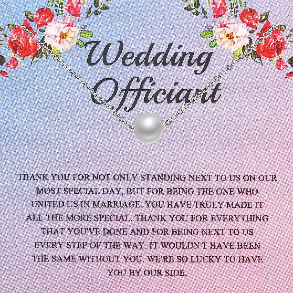 BEKECH Wedding Officiant Jewelry Pastor Marriage Commissioner Pearl Necklace Gift for Officiant Minister Proposal from Bride