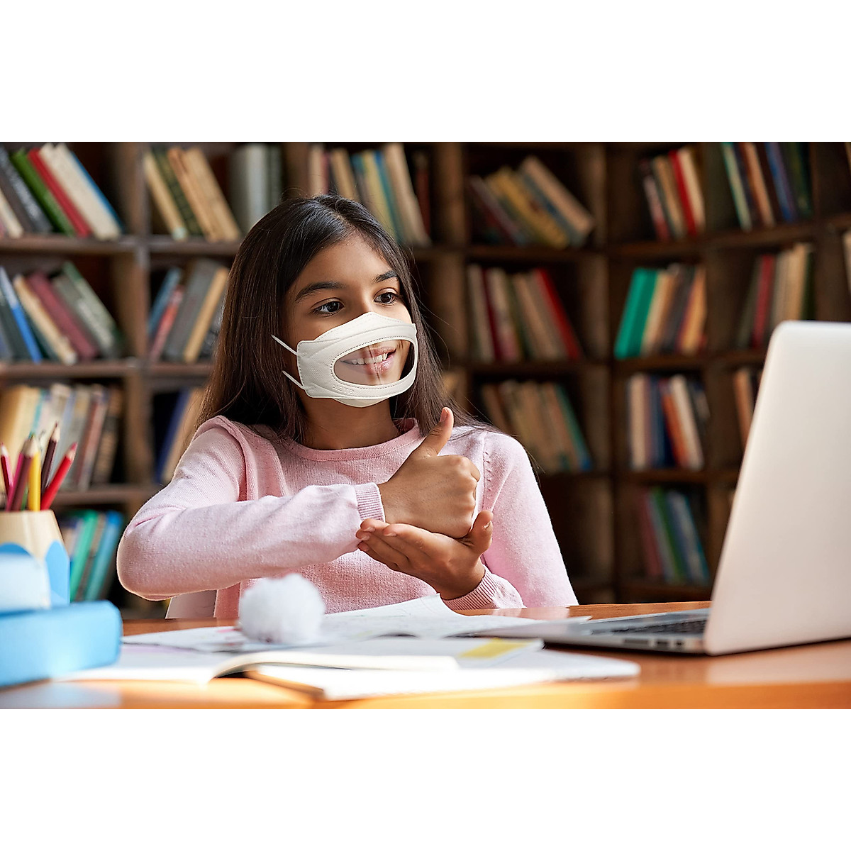 Smile Protector Reusable Clear Window Face Mask | KF94 Filtration, Anti-Fog, Skin-Friendly | Ideal for Lip Reading & Communication | 5 Pack, Individually Packaged, Made in Korea (white)