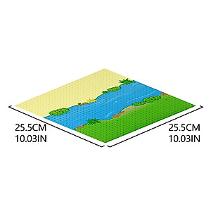 EKIND 6-Pack 10" x 10" Rainforest Base Brick Plate Compatible for All Major Brands, Scenes Baseplates for River, Tropical Treehouse Scenery and More Building Blocks Kids Toy (2 Straight + 4 Curve)