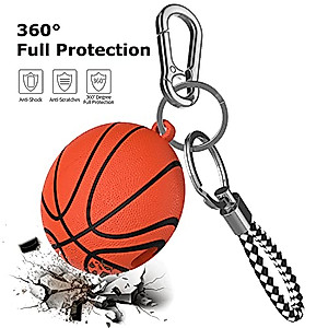 Takfox AirPods Case, Airpods Cover Case Sports Cool Cute Fashion Protective Shockproof Portable Stylish Headphone Accessories Case with Keychain/Carabiner for Apple Airpods 1 & AirPods 2-Basketball