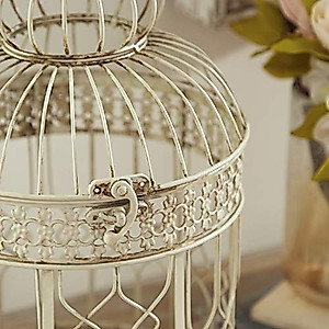 Deco 79 Metal Round Birdcage with Latch Lock Closure and Hanging Hook, Set of 2 22", 18"H, Cream