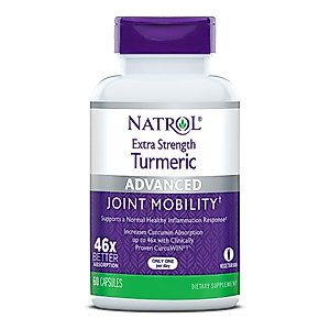 Natrol Extra Strength Turmeric, Dietary Supplement for Joint Health, Turmeric Supplement for Adults, 60 Capsules, Up to a 60 Day Supply