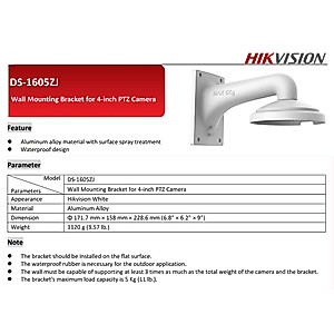 DS-1605ZJ Outside Wall Mount for Hikvision PTZ Camera DS-2DE4A2/320/204IW-DE