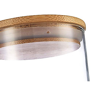 JUVITUS 8 oz Clear Glass Borosilicate Jars with Bamboo Lid (4 Pack) Microwave and Dishwasher Safe