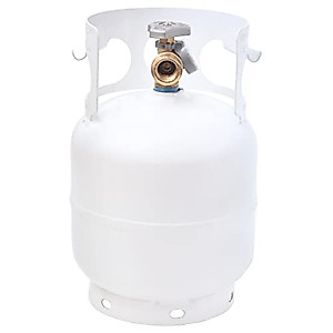 Flame King YSN5LB-GAUGE 5lb Steel Propane Tank Cylinder with Gauge and OPD Valves for Grills and BBQs, Camping, Fishing, & Outdoor Activities, White