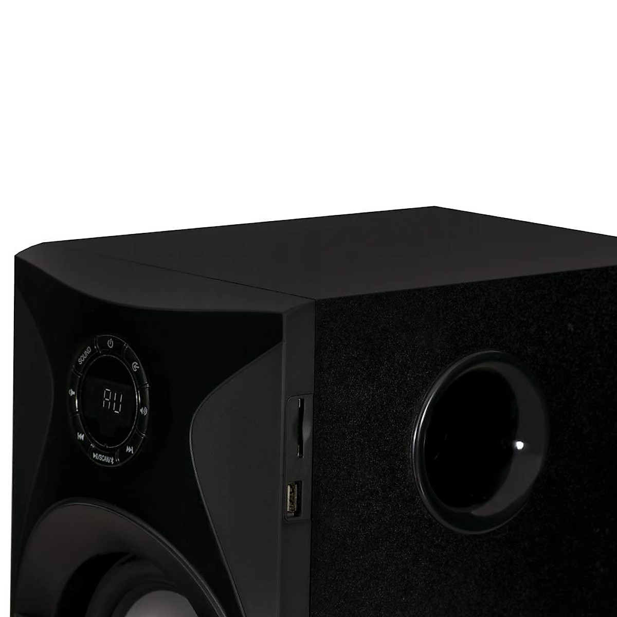 Acoustic Audio by Goldwood Bluetooth 2.1 Surround Sound System with LED Light Display, FM Tuner, USB/SD Card Inputs - Multimedia PC Speaker Set with Subwoofer, Includes Remote Control - AA2400 Black