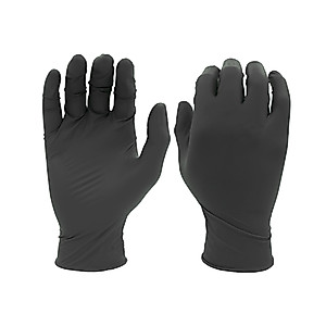 SHOWA 6112PF Biodegradable Nitrile Powder-Free Disposable Safety Glove, Food Safe, 4 mil Thick, 9.5" Length, X-Large (1 Box of 100 Gloves), Black