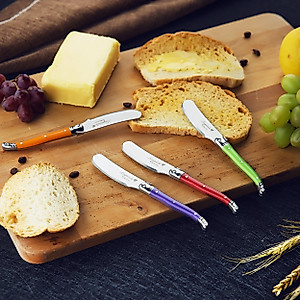 Laguiole by FlyingColors Cheese Knife Butter Spreaders Knife Set, Stainless Steel, MultiColor Handle, 6 Pieces