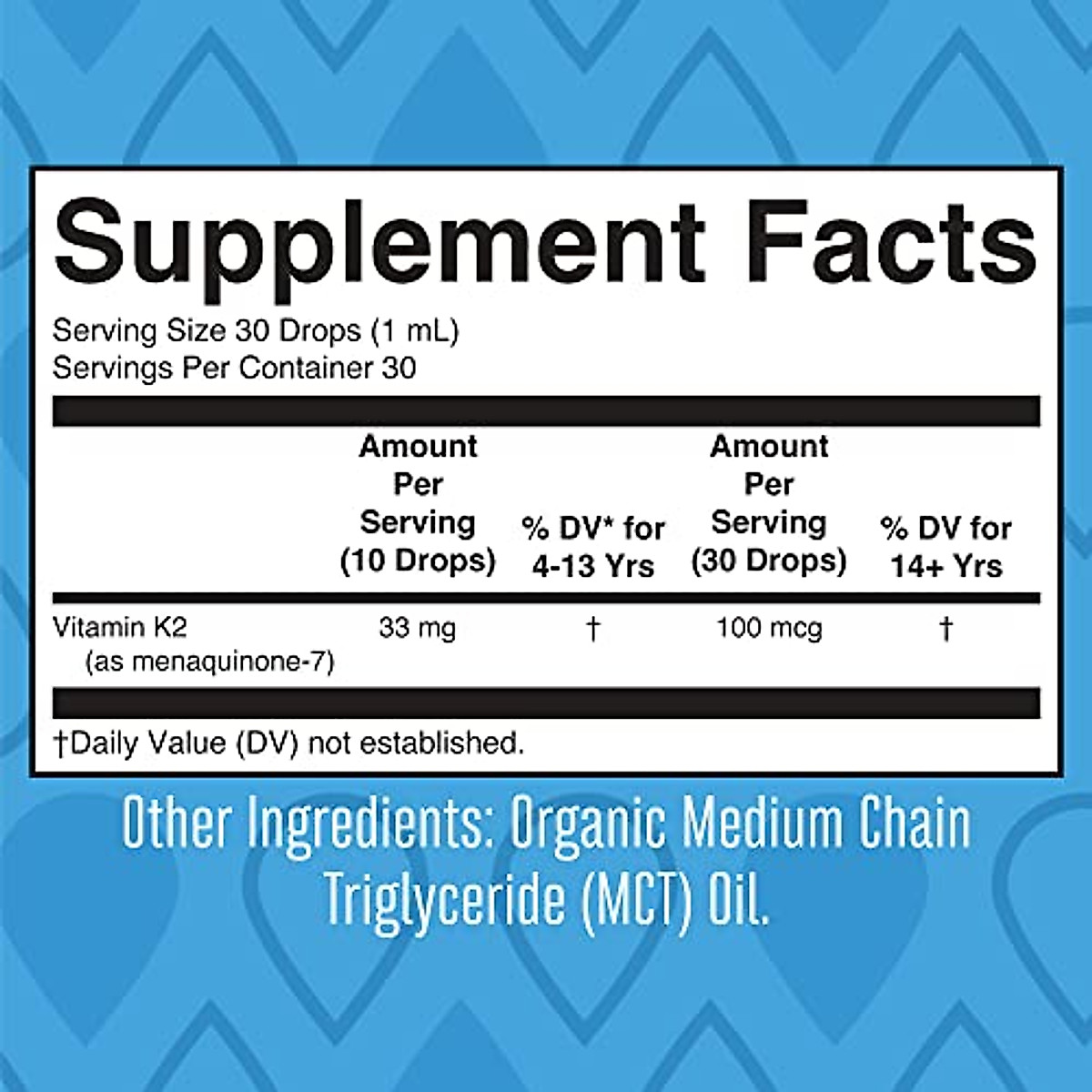 USDA Organic Vitamin K2 MCT Liquid Drops for Adults & Kids | 100 mcg K2 MK7 per serving + Organic MCT Oil | Vegan K2 Vitamin for Bone Health, Heart Health, Calcium Absorption | 1oz
