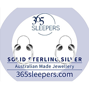 365 SLEEPERS Sterling Silver Unisex Hinged Hoop Nose Helix Tragus Lip Ring Sleeper Earrings - Hand Made In Australia - Nickel Free Hypoallergenic - 8mm - 10mm - 12mm