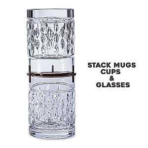 ELYPRO Coffee Mug Organizers and Storage, Kitchen Cabinet Shelf Organizer - Cupboard and Pantry Organization, Expandable Stackable Gadget for Tea Cup and Coffee Mugs, Save Space (Black)