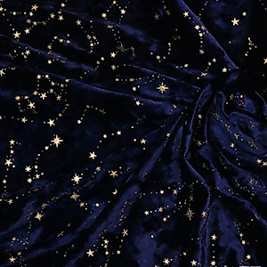 Tong Gu 57 x 39 inch Shiny Star Velvet Fabric Material for Dress Cloth DIY Craft Upholstery (Blue)