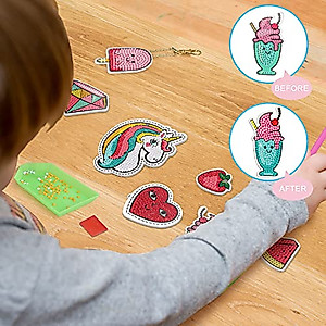 TOY Life Diamond Painting Kit For Kids with Keychains, Crafts for Girls Ages 8-12, Diamond Art for Kids, Diamond Dot Gem Art Kits for Kids, Kids Arts and Crafts for Kid Ages 8-12, Unicorn Painting Kit