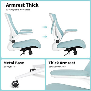 Misolant Desk Chair, Comfortable Office Chair, Ergonomic Chair, Mesh Office Chair with Adjustable Lumbar Support and Flip up Armrest, Recline Office Chair Ergonomic Desk Chair