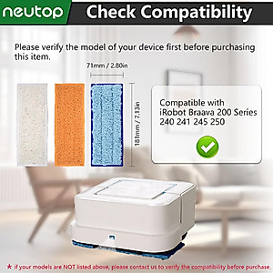 Neutop Mop Pads Compatible with iRobot Braava Jet 200 Series 240 241 244 245 250 Robot Mops, Washable and Reusable, 4 Wet 4 Dry 4 Damp.