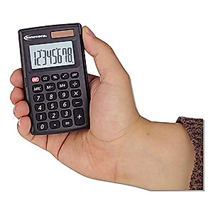 Innovera 15921 Pocket Calculator with Hard Shell Flip Cover, 8-Digit LCD