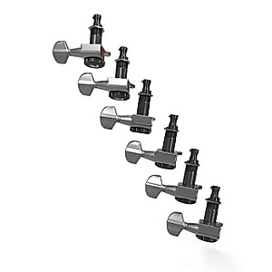 D'Addario Accessories Auto-Trim Tuning Machines - Locking Tuners for Guitars - 6 In Line Setup, Chrome