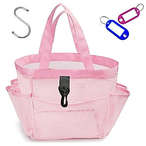 Mesh Shower Caddy Portable, Large Capacity with 8 Pockets Quick Dry Shower Bag for Travel Beach Camping, Swimming Gym, Dorm Room Essentials 2 Handles with 1 S Hook 2 Luggage Tags for College Students