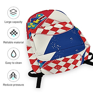 Florally Novelty Backpack Casual Anti-Theft Laptop Backpack Compatible with Croatian Grunge Flag, Lightweight Outdoor Shoulder Daypack Great Gift for Men Women