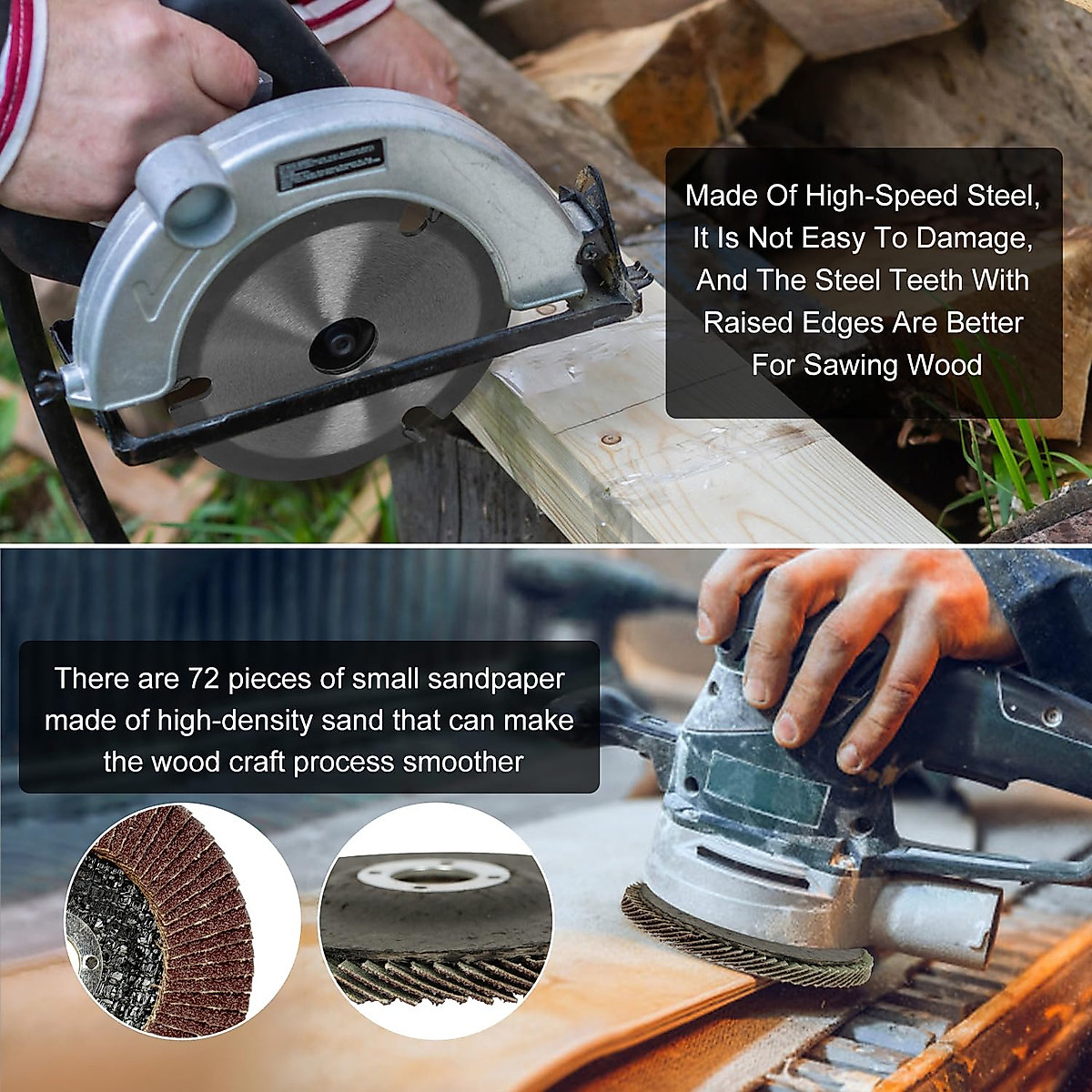 LAMPTOP 16 Pcs Wood Carving Grinder Tools Set, Including 5 Pcs Angle Grinder Wood Carving Disc, 5 Pcs Sanding Wheels, Speedcutter for Woodworking, and 5 Pcs Stainless Steel Disc Fitting Ring