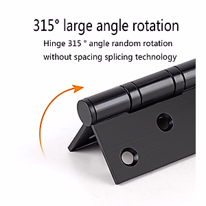 WANLIAN 4" Matte Black Ball Bearing Door Hinges,3 mm Thick Stainless Steel,Solid Square Corner Heavy-Duty for Exterior & Interior Doors, with Mounting Screws (2 Pack)