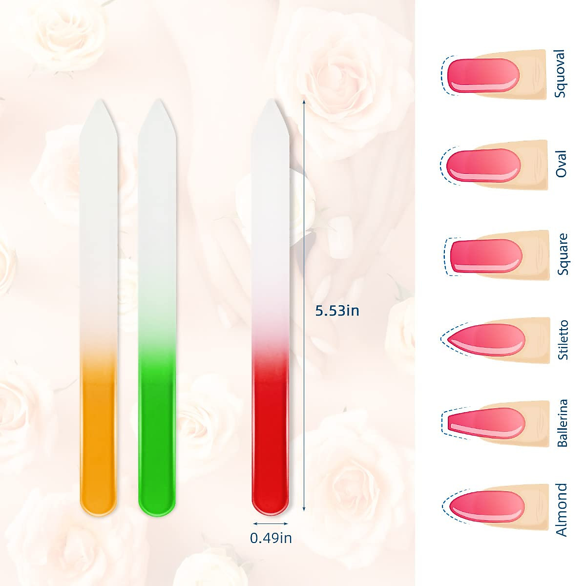 4 Pcs Crystal Glass Nail File Professional Manicure Fingernail Nails Files for Natural Nails Czech Glass Cuticle Care with Case for Women Glass Nail Files Set Filing Double Sided Glass Nail Files
