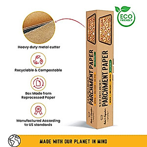 Unbleached Parchment Paper Roll 15 in x 210 ft 260 Sq.Ft Paper Baking Paper by Baker’s Signature | Silicone Coated – Will not Soak Through or Burn – Non-Toxic & Comes in Convenient Packaging