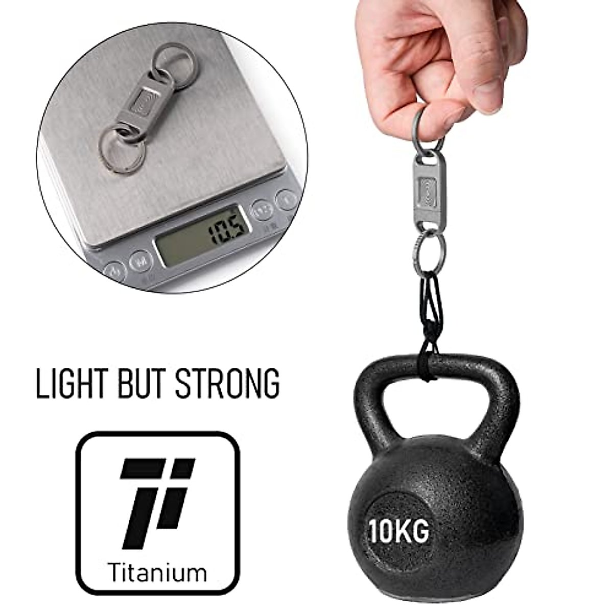 TISUR Quick Release Keychain,Titanium EDC Pull Apart Key Chain,Detachable Carabiner Keychain with 2pcs Titanium Key Rings