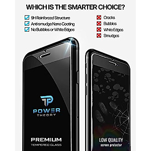 Power Theory Designed for iPhone 8 Plus Screen Protector/iPhone 7 Plus Screen Protector Tempered Glass [9H Hardness], Easy Install Kit, 99% HD Bubble Free Clear, Case Friendly, Anti-Scratch, 2 Pack