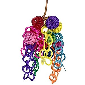 Bird Toys - Pet Bird Toys Leather Rope Colorful Rattan Balls Strings Parrot Bite Chew Toy - Quakers Lot Add Set Talk Sale Metal Red African Seagrass