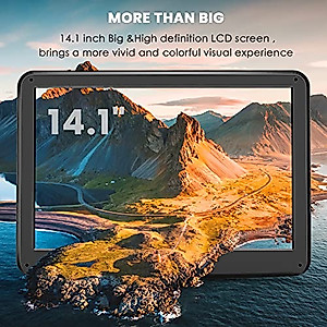 WONNIE 16.9" Portable DVD Player with 14.1" Large Swivel Screen, High Volume Speakers, 6 Hrs Rechargeable Battery, Support USB/SD Card/ Sync TV, Region Free, Last Memory