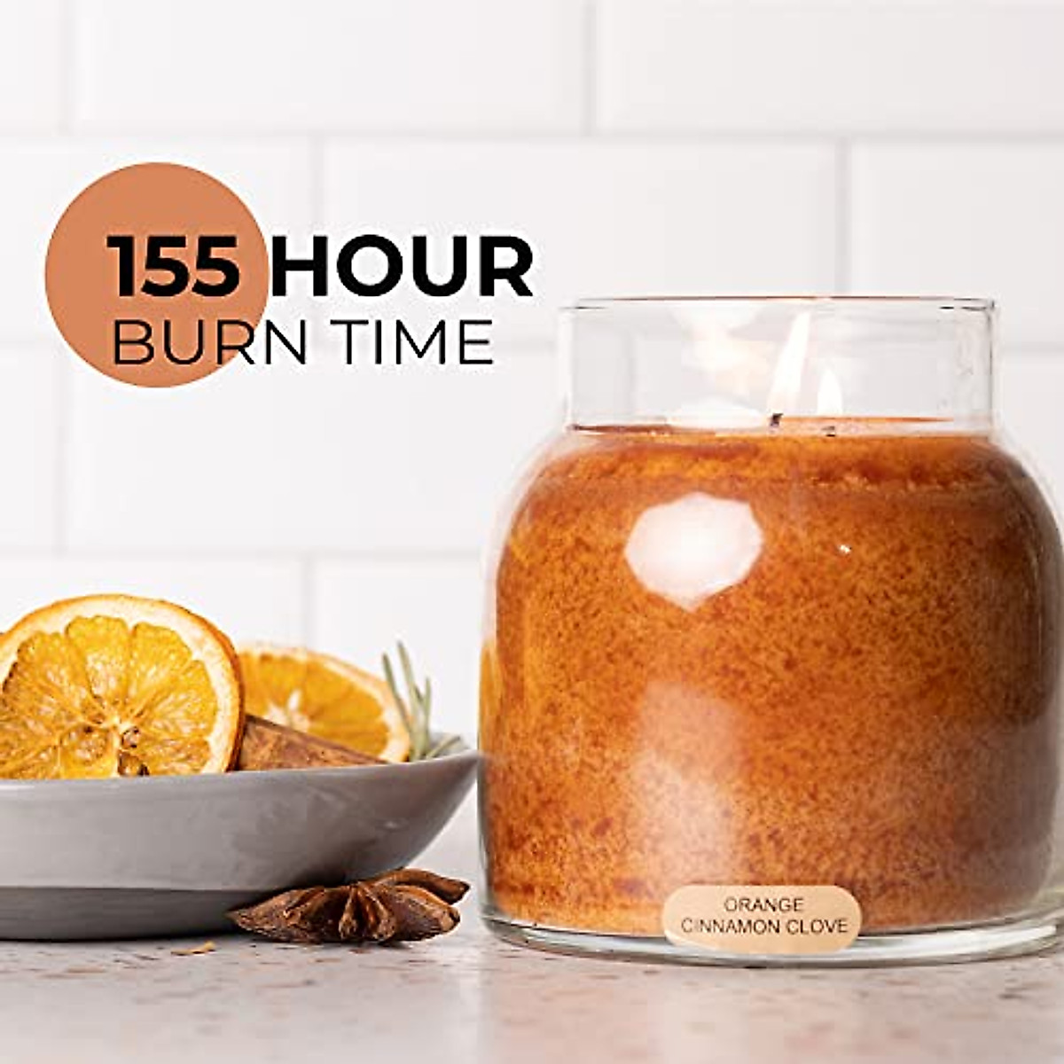 A Cheerful Giver — Orange Cinnamon Clove - 34oz Papa Scented Candle Jar with Lid - Keepers of the Light - 155 Hours of Burn Time, Gift for Women, Orange
