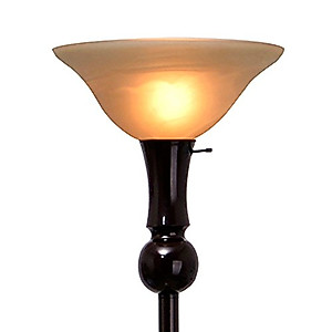 Catalina 18580-000 Transitional 3-Way Torchier Lamp with Frosted Amber Glass Shade, Bronze Classic