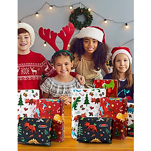 WERNNSAI Dinosaur Wrapping Paper - 10 Sheets Gift Wrapping Paper Dino Wrapping Paper 20'' x 27'' Dino Theme Favor Paper for Kids Boys Birthday Baby Shower Holiday Wrapping Paper Set Green Gift Wrap