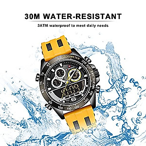 NAVIFORCE Mens Analog Digital Sport Watches Waterproof Multifunction Chronograph Silicone Strap Watch