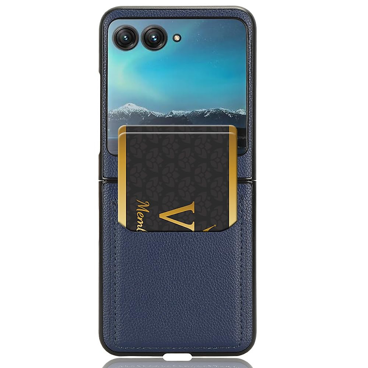 Ranyi for Motorola Razr+ (2023) Case, Motorola Razr 40 Ultra Case, Slim Leather Wallet Case with Credit Card Holder Slots Protective TPU Bumper Case for Motorola razr+ 2023 /Razr 40 Ultra -Blue