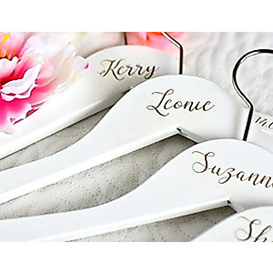 Personalized Bridesmaid Hangers Personalized Name Bride Hanger For Wedding Dress Wedding Favors Bridal Shower Gifts for Bride and Groom Hangers (White(White)