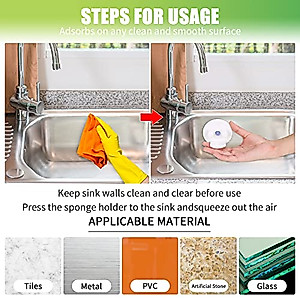 Sponge Holder, Smiley Face Sponge Holder with Suction Cup Mount, Kitchen/Bathroom Sink Sponge Storage, for Round Sponge, Dishwasher Safe