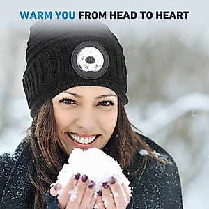 LED Beanie Hat with Light Gifts for Men, Christmas Stocking Stuffers for Men Women Dad Husband Grandpa Boyfriend Brother, Rechargeable Lighted Knit Hat Headlamp Cap Flashlight Beanie Headlight