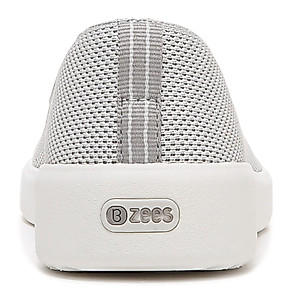 BZees Womens March On Moc Slip-on Loafer, Oyster Grey Chevron Knit, 8 US