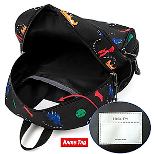 JinBeryl Toddler Backpack for Boys, 12 Inch Kids Dinosaur Backpack for Preschool or Kindergarten, Black