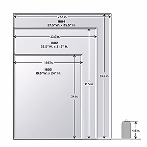 Gatco 1802 Bathroom Wall Mirror, 32"H x 24"W Modern mirror for Living Room, Vanity, Slim Design Beveled Frameless Large Rectangle mirror - Hangs Horizontal or Vertical with Easy Mount Safety Bracket